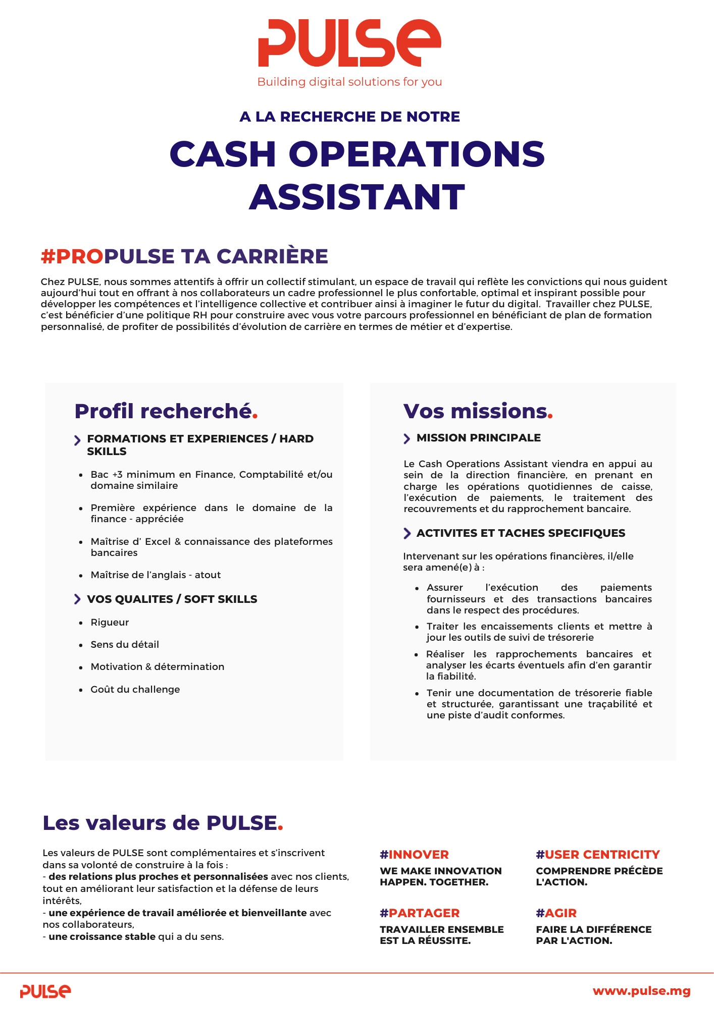 Emploi - Recrutement Cash Operations Assistant a MDG / Immeuble ...